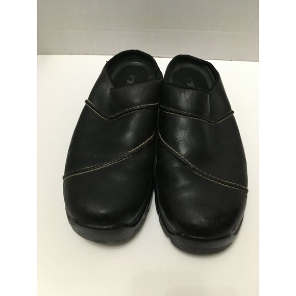 Teva | Shoes | Teva Black 9 Slip On Casual Comfy Leather Loafer Mule ...